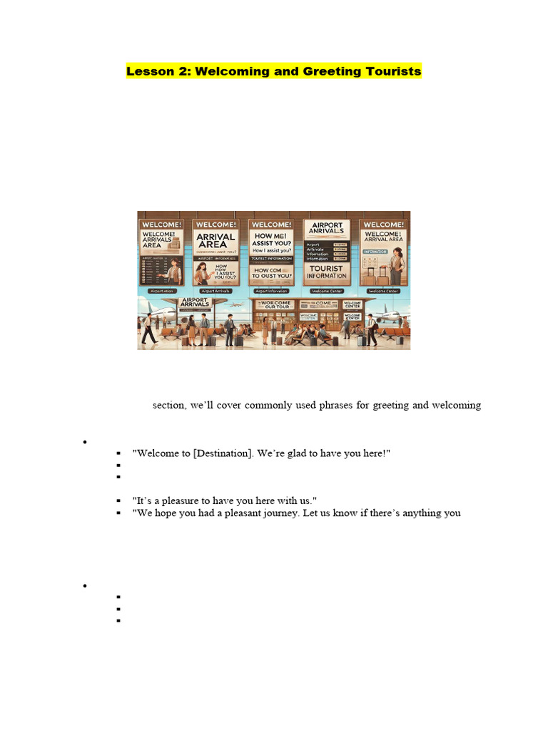 Lesson 2 Welcoming and Greeting Tourists | PDF | Body Language ...