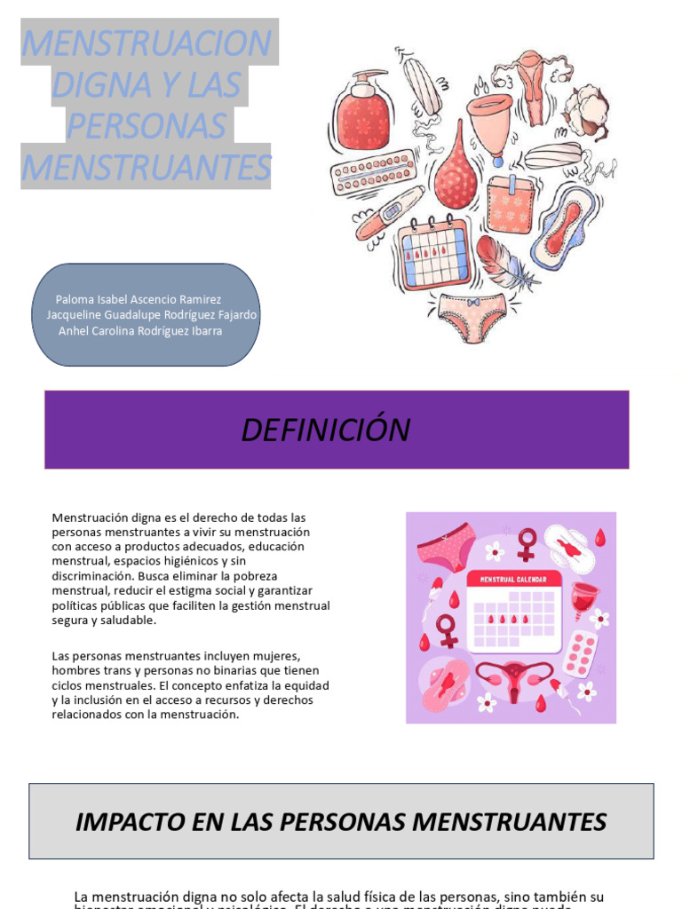 Menstruacion digna y personas menstruantes | PDF | Menstruación | Ciclo ...