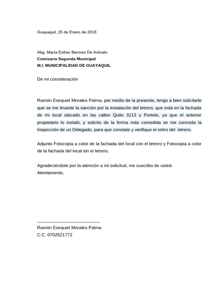 Solicitud a Comisaria | PDF