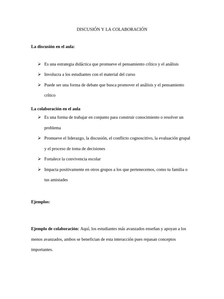 Discusión y La Colaboración | PDF