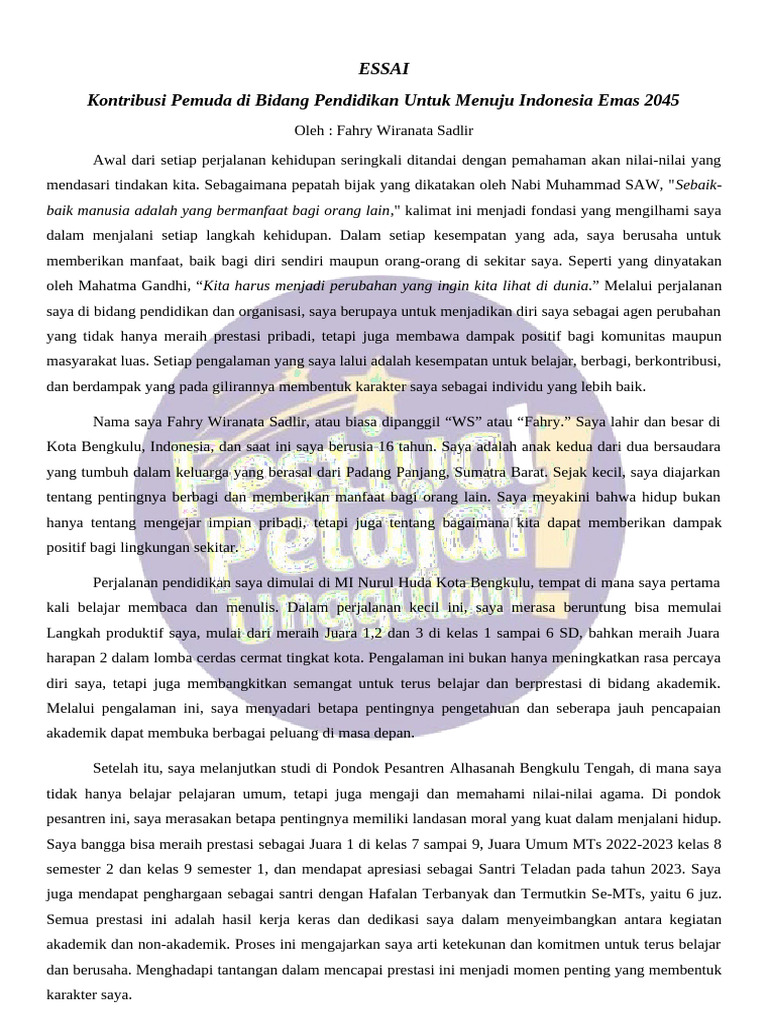ESSAI FAHRY - FPU - Tema Prestasi | PDF