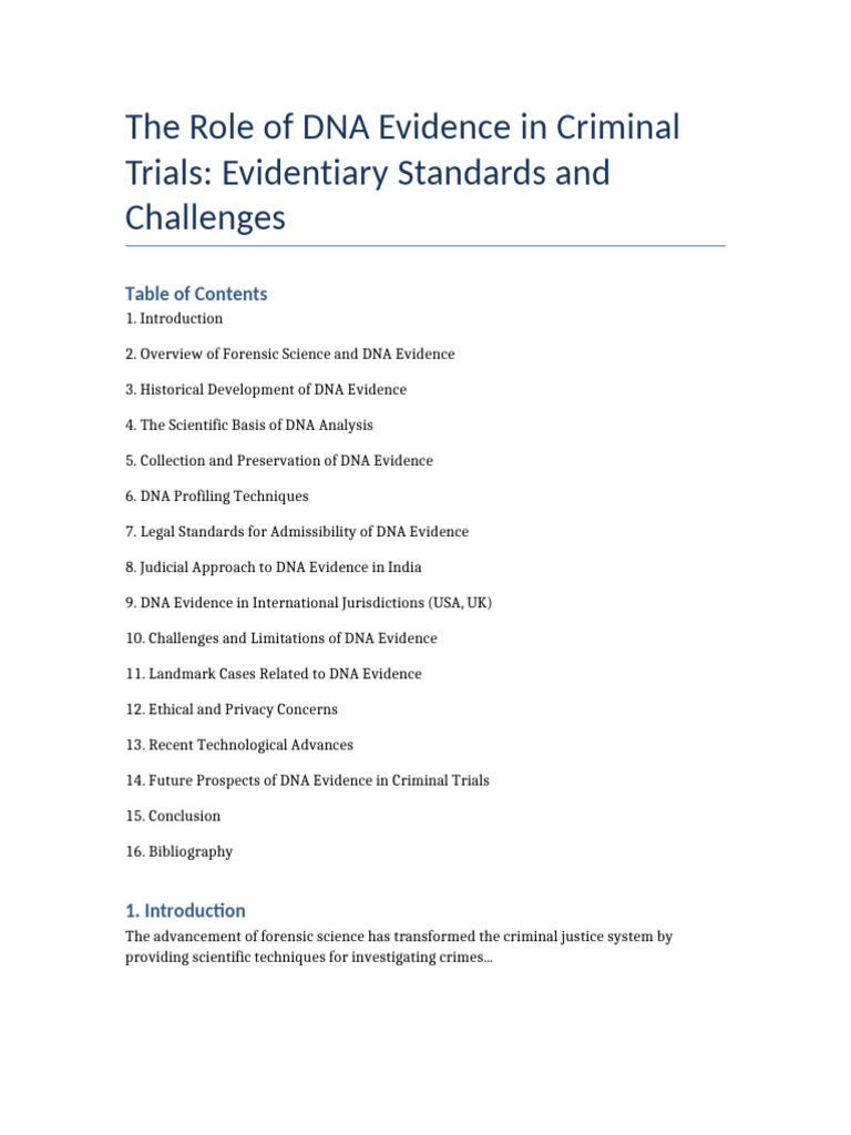 DNA Evidence in Criminal Trials | PDF | Dna Profiling | Forensic Science