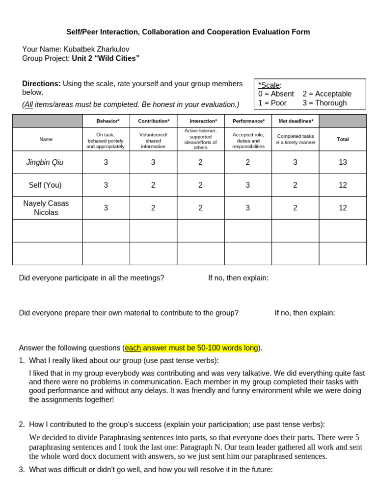 Group Assignment Evaluation Form 2 | PDF | Grammar | Linguistics