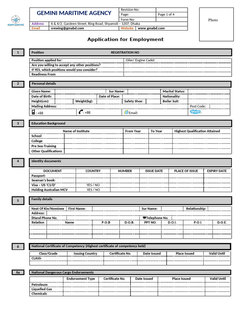 Gemini Maritime CV Formate | PDF | Sailor | Water Transport
