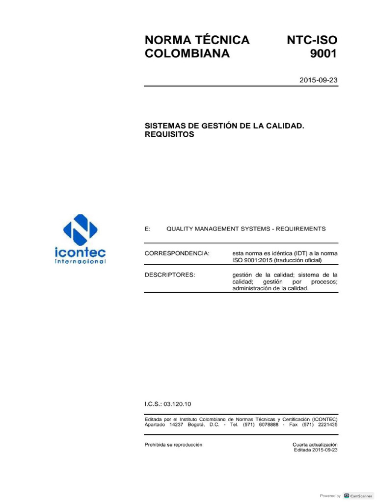 NTC Iso 9001 2015 | PDF