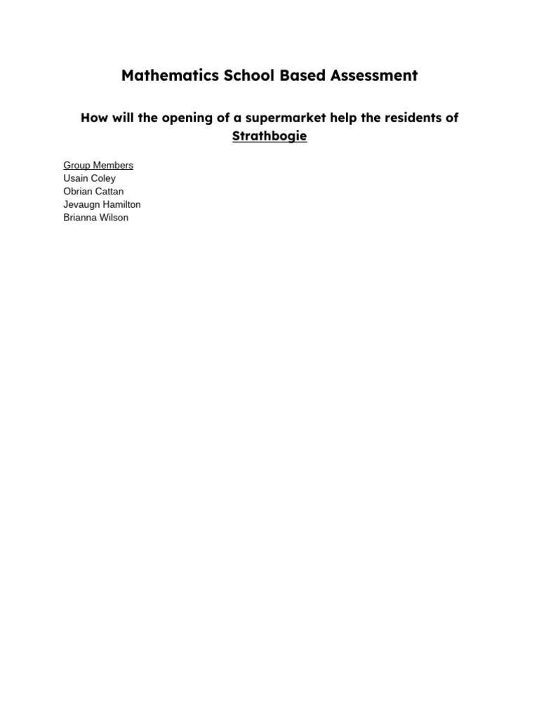Mathematics School Based Assessment | PDF | Cost Of Living | Grocery Store