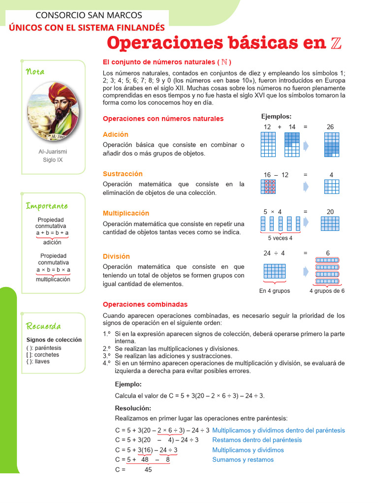 Operaciones Básicas en Números Enteros | PDF | Multiplicación ...