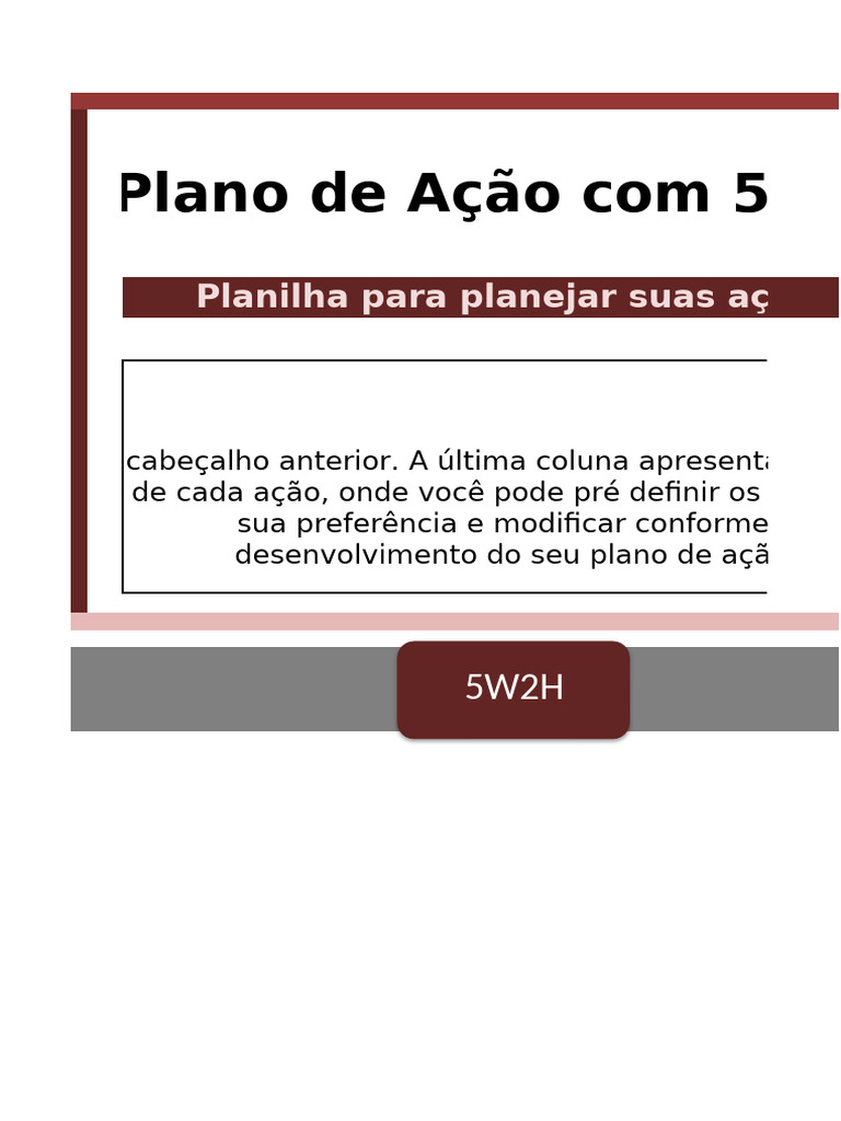 Planilha de Plano de Acao 5w2h | PDF