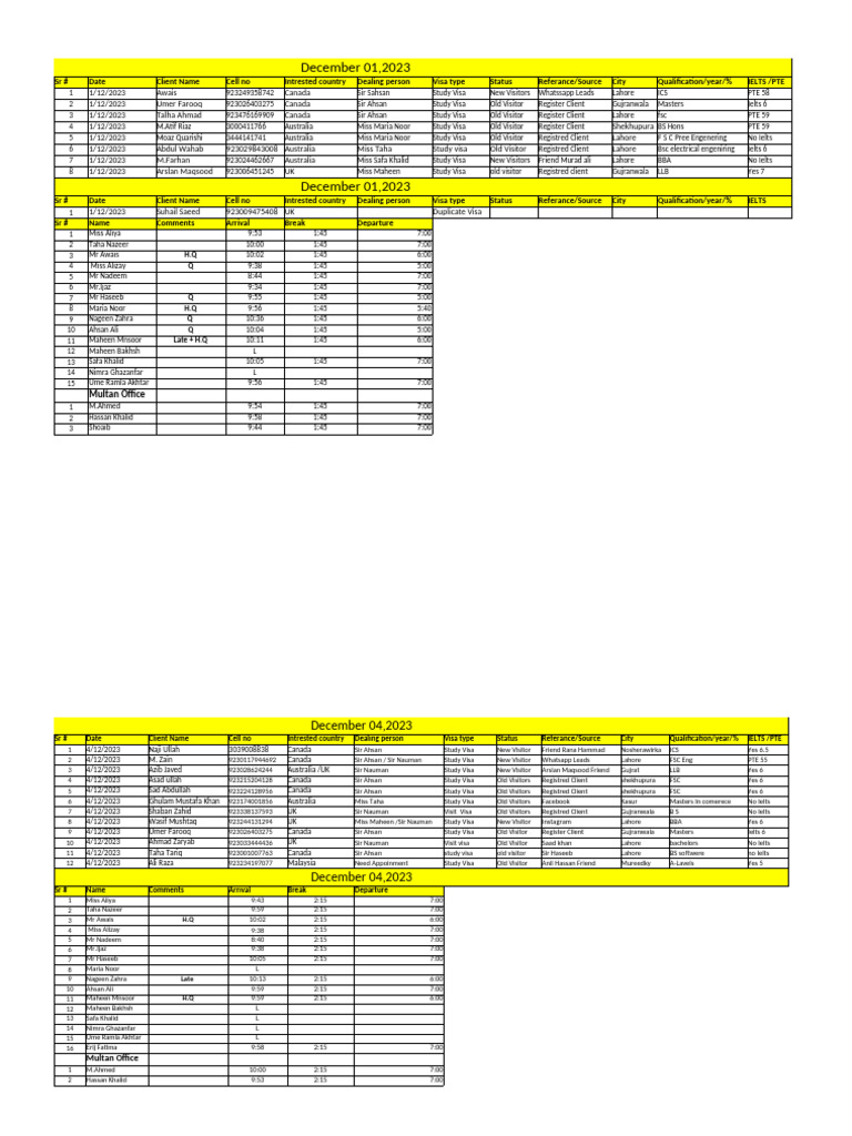 Monthly Data Sheet 2023 New Visitors | PDF