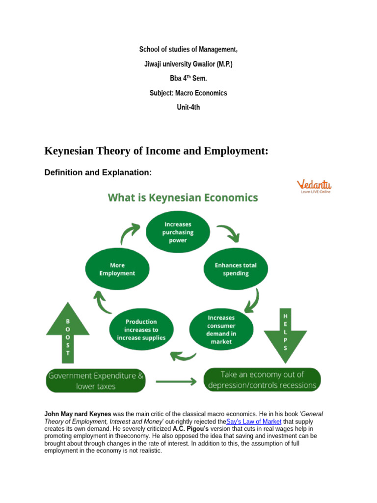 Keynesian Theory of Income and Employment | PDF | Aggregate Demand ...