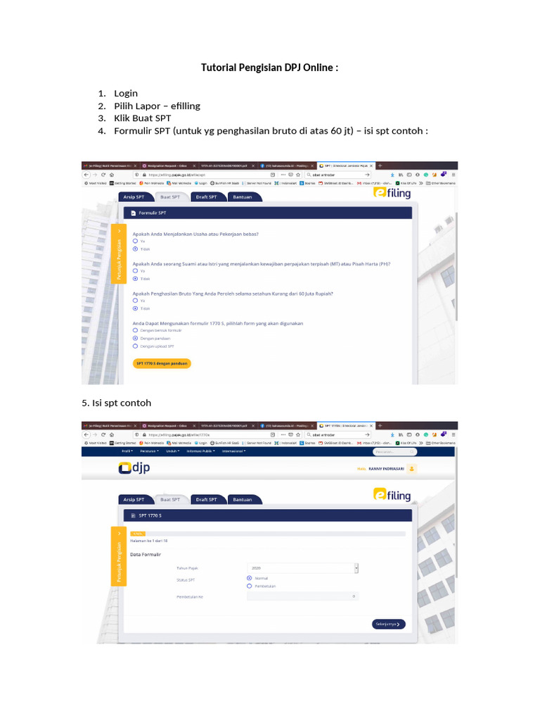 Tutorial Pengisian DPJ Online | PDF
