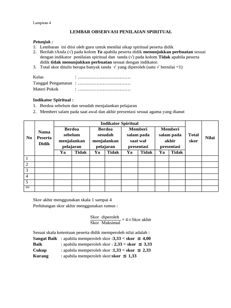 Lampiran penilaian | PDF