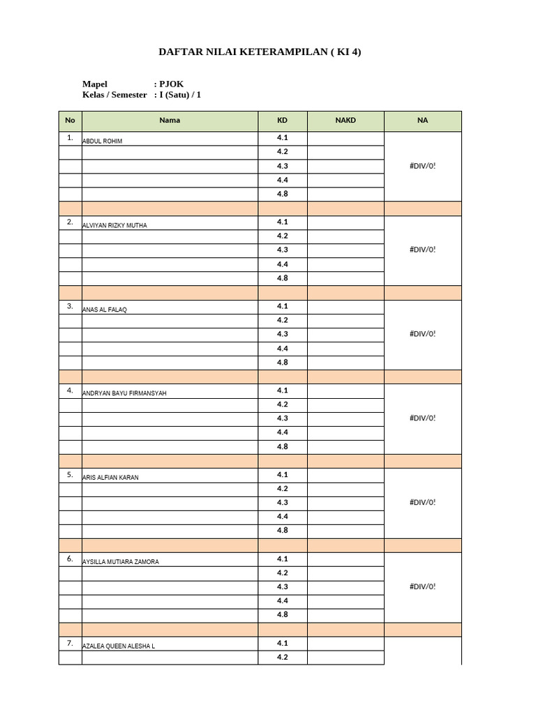 Daftar Nilai Keterempilan BTQ S1 2021 | PDF