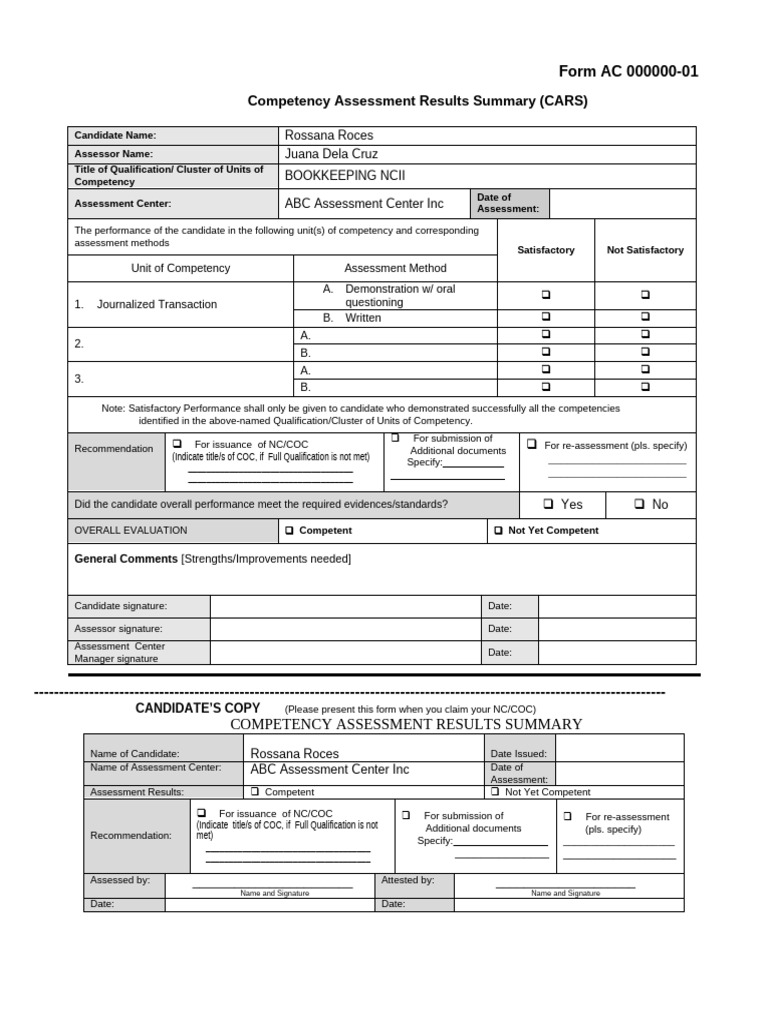 BK Competency Assessment Results Summary | PDF