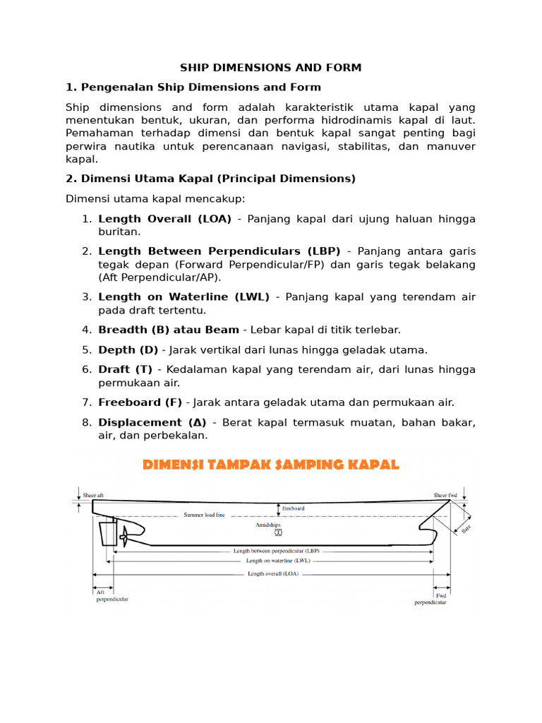 Dimensi Utama dan Bentuk Kapal | PDF