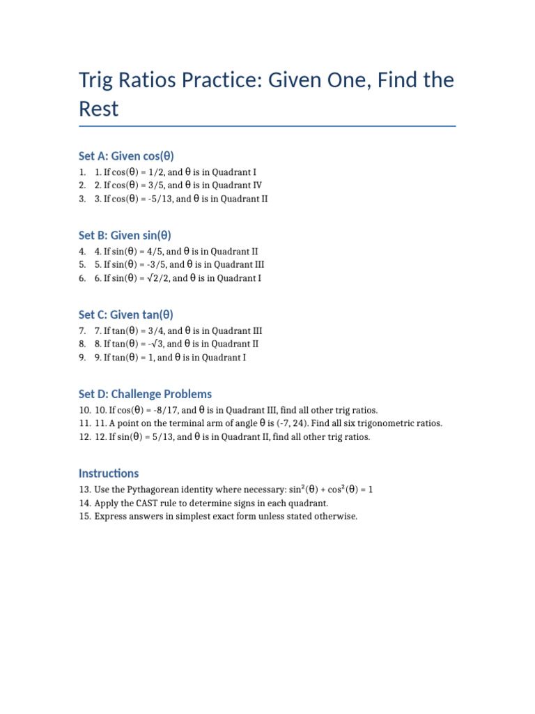 Trig Ratios Practice | PDF