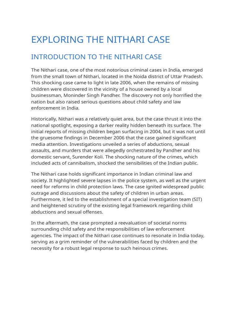 Exploring The Nithari Case | PDF | Crimes | Crime & Violence
