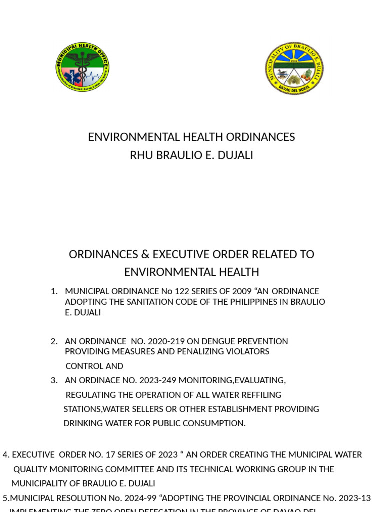 Ordinances of Health Presentation | PDF