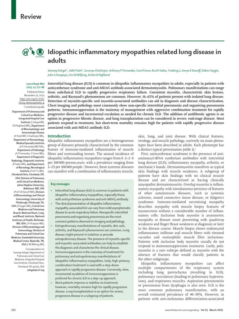 Sameep Sehgal Idiopathic Inflammatory Myopathies 250422 113042 | PDF | Immune System | T Helper Cell