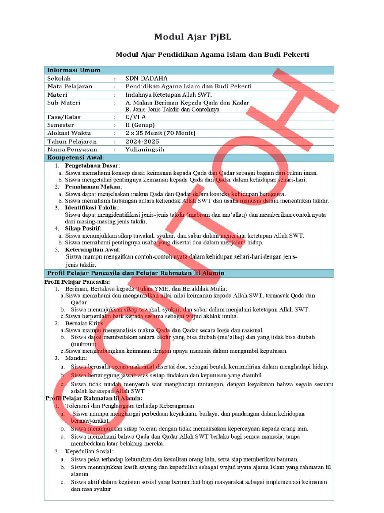 Contoh Modul Ajar | PDF