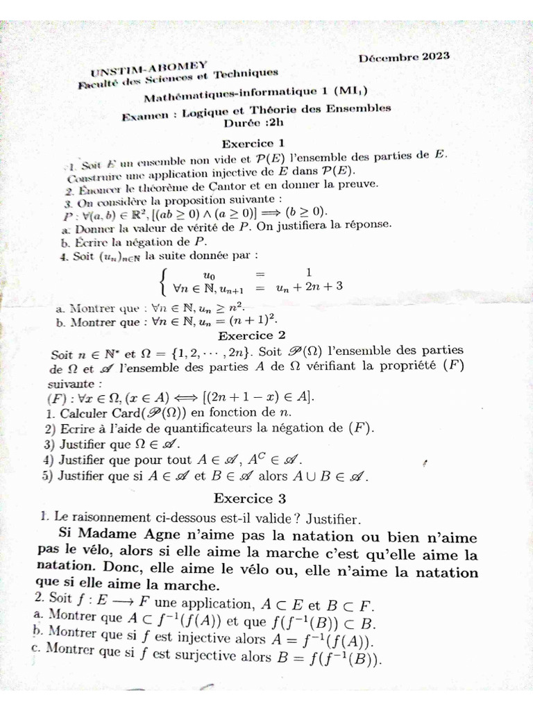 Épreuves de Logique | PDF