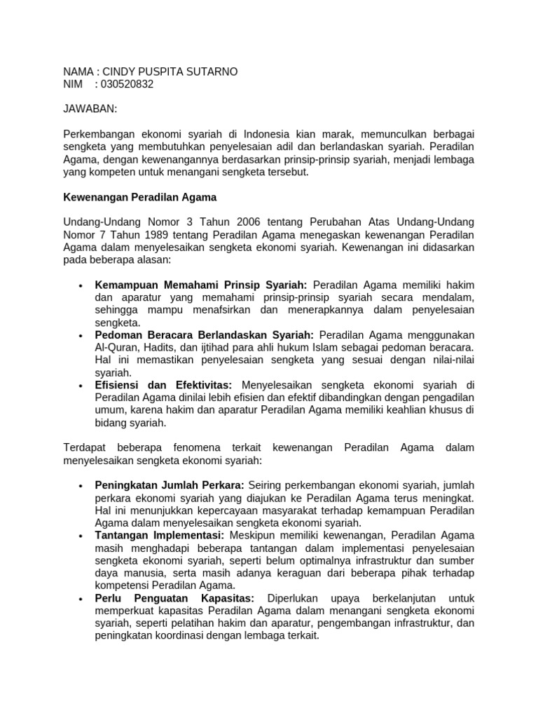 Diskus 8 Hukum Islam Acara Peradilan Agama | PDF