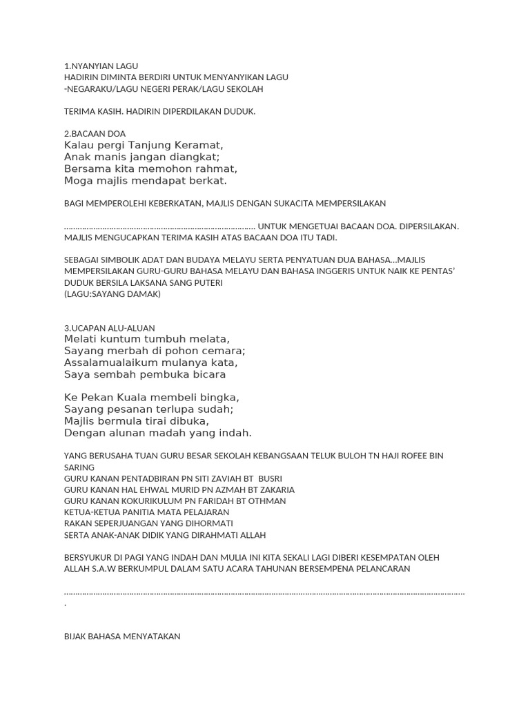 Teks Pelancaran Bulan BAhasa Melayu | PDF