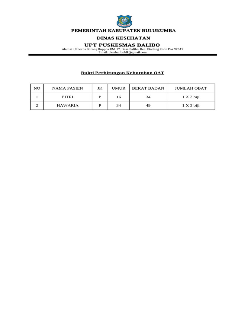 D. Bukti Perhitungan OAT | PDF