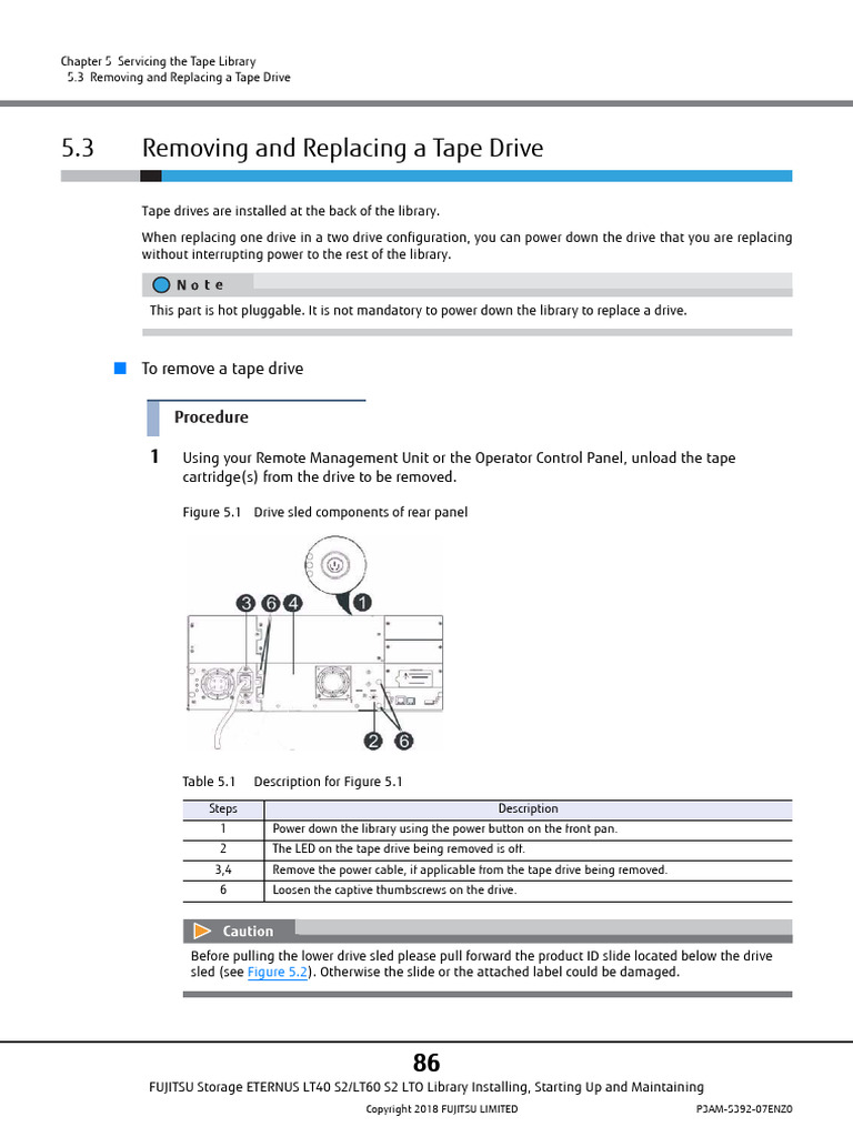 Replace Tape Drive in ETERNUS Library | PDF