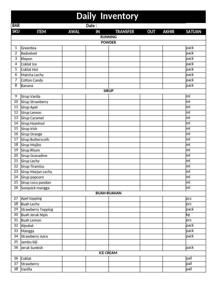 Inventory Stock Bar 2025 | PDF | Drink | Snack Food