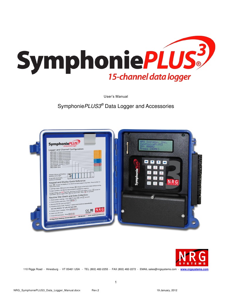 NRG SymphoniePLUS3 Data Logger Manual - Rev 2.0 | PDF | Email Address ...