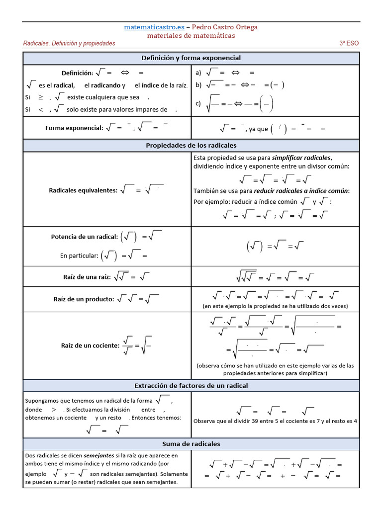 07 Radicales | PDF | Exponenciación | División (Matemáticas)
