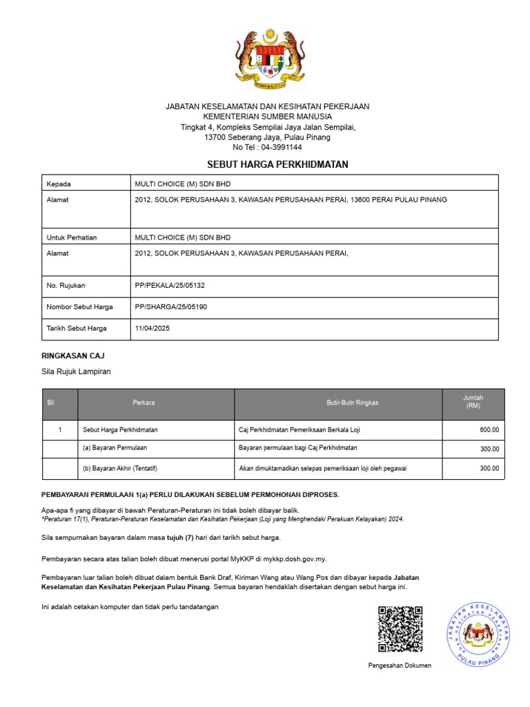 Sebut Harga Perkhidmatan | PDF
