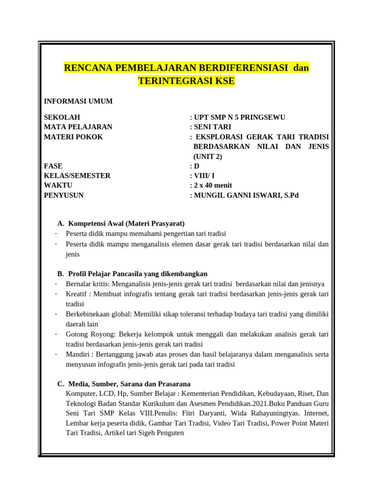 Analisis Gerak Tari Tradisi Sigeh Penguten | PDF