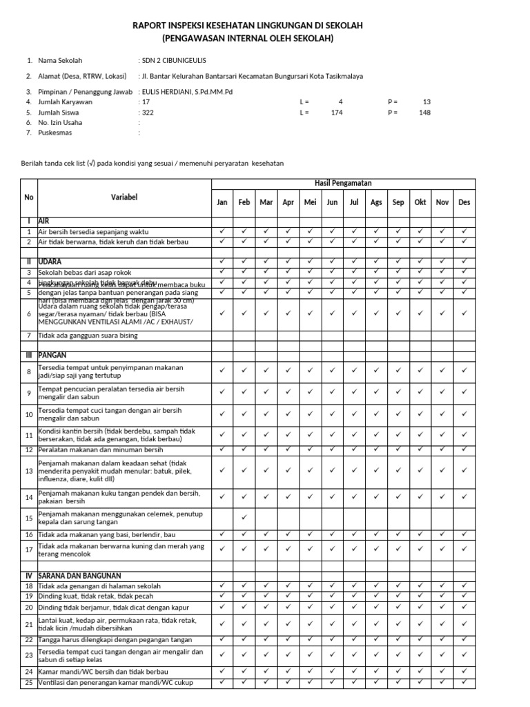 Form Isian Rapor Dan IKL TFU Sekolah-1 | PDF
