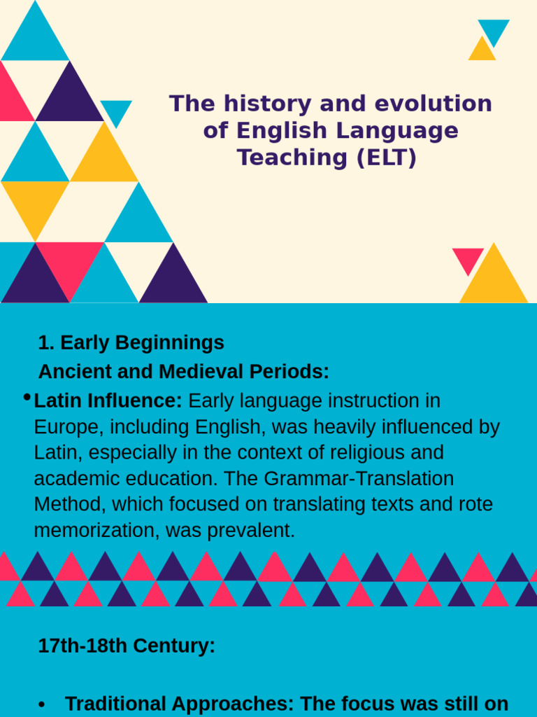 The History and Evolution of (ELT) | PDF | Learning | Applied Linguistics