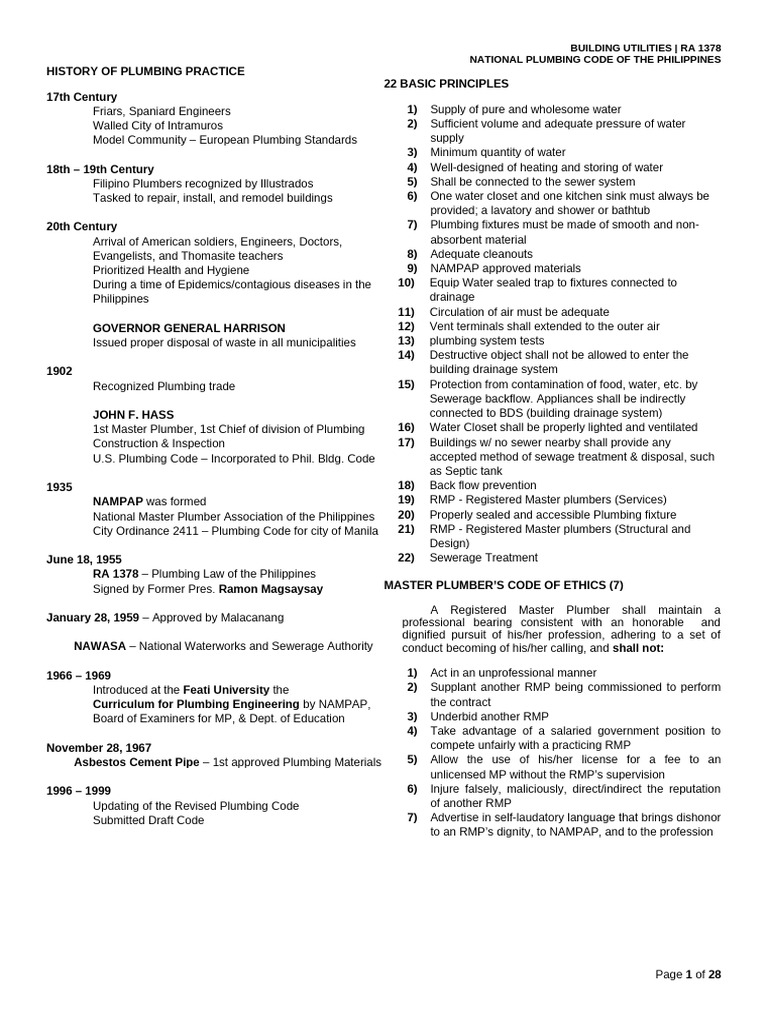 08.7 Building Utilities - Ra1378 Plumbing Code Summary 11-10-2021 | PDF ...
