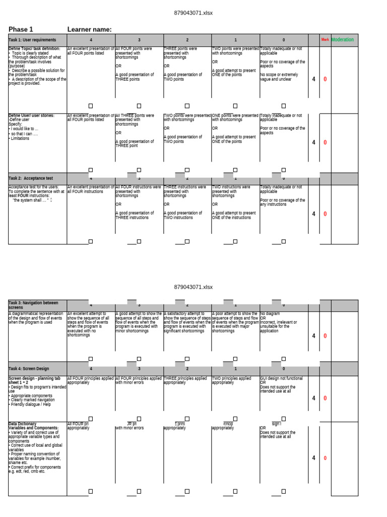 GR 10 PAT IT Marking - Rubric - 2023 | PDF | Input/Output | Error