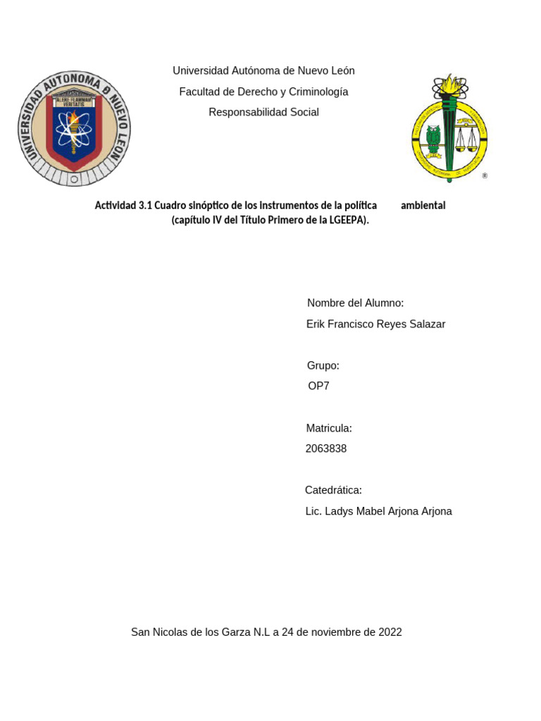 EFRS Cuadro Sinoptico RSyDS | PDF | Entorno natural