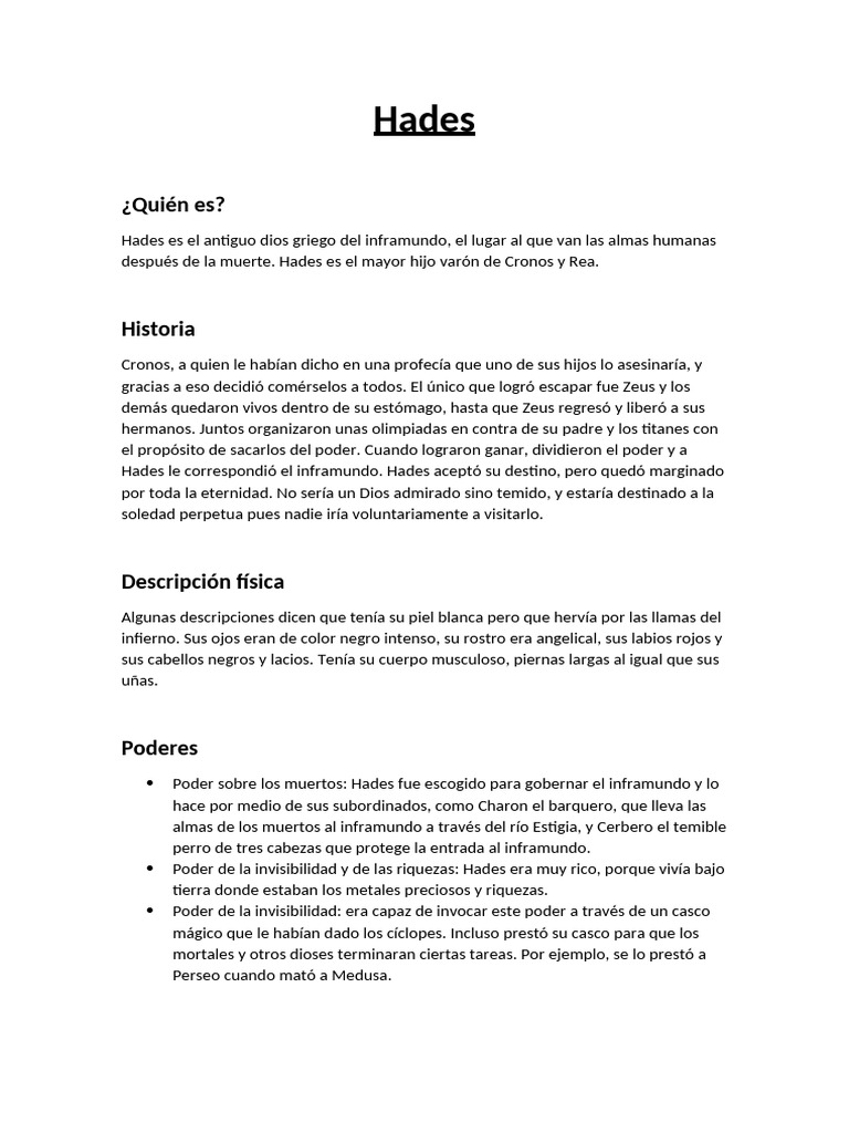 Hades | PDF | infierno | Inframundo griego