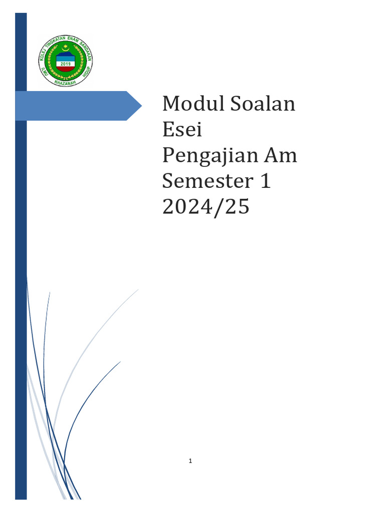 Modul Soalan Esei Semester 1 2024-25 | PDF