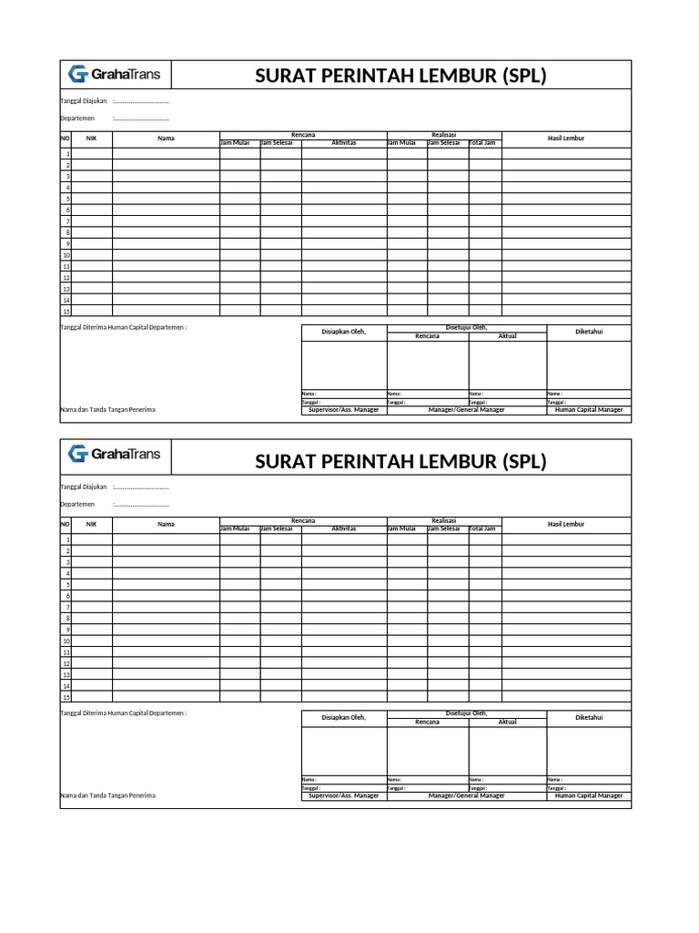 Surat Perintah Lembur | PDF