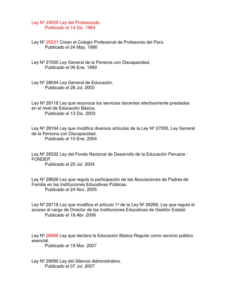 Ley #24029 | PDF | Perú | Invalidez