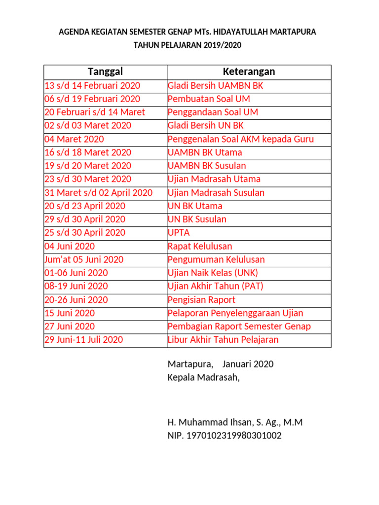 Kalender PNDDKN 2024-2025 | PDF