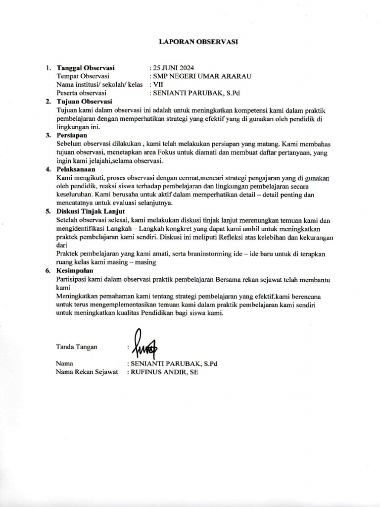 Lembar Obser MTK | PDF