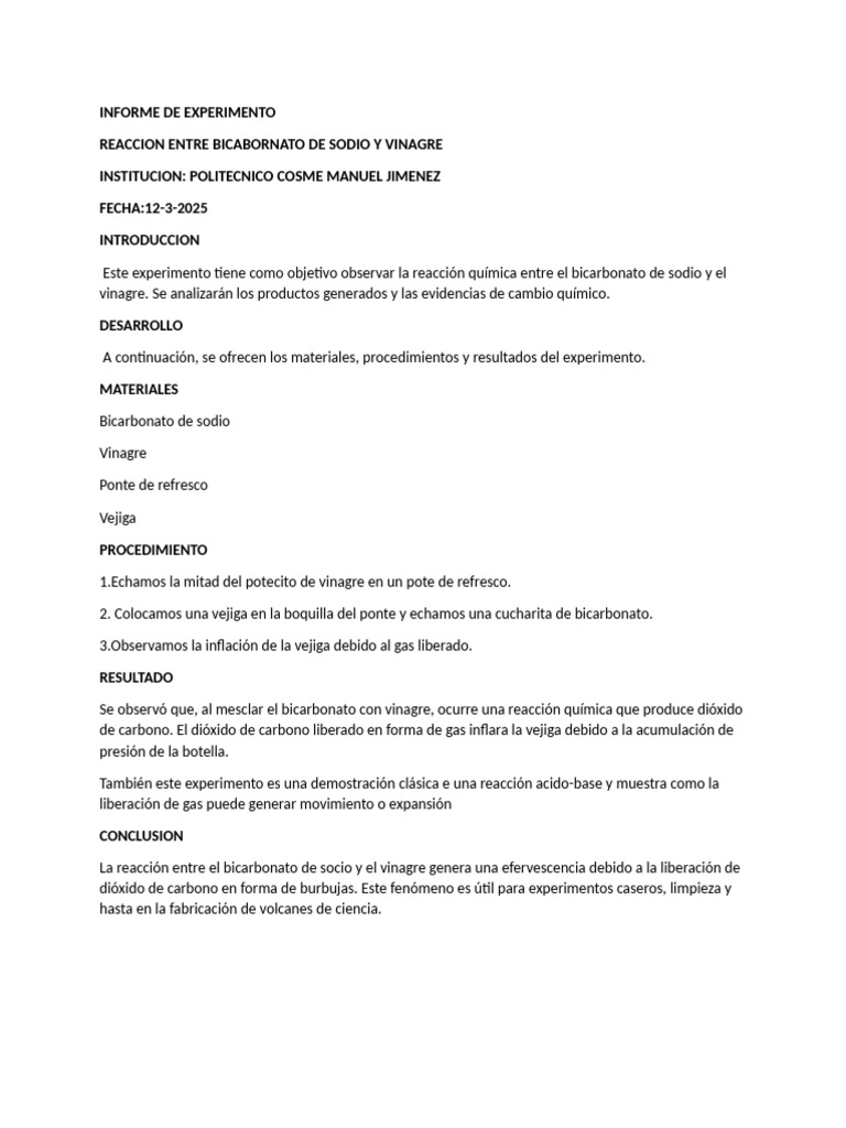 Informe de Experimento | PDF