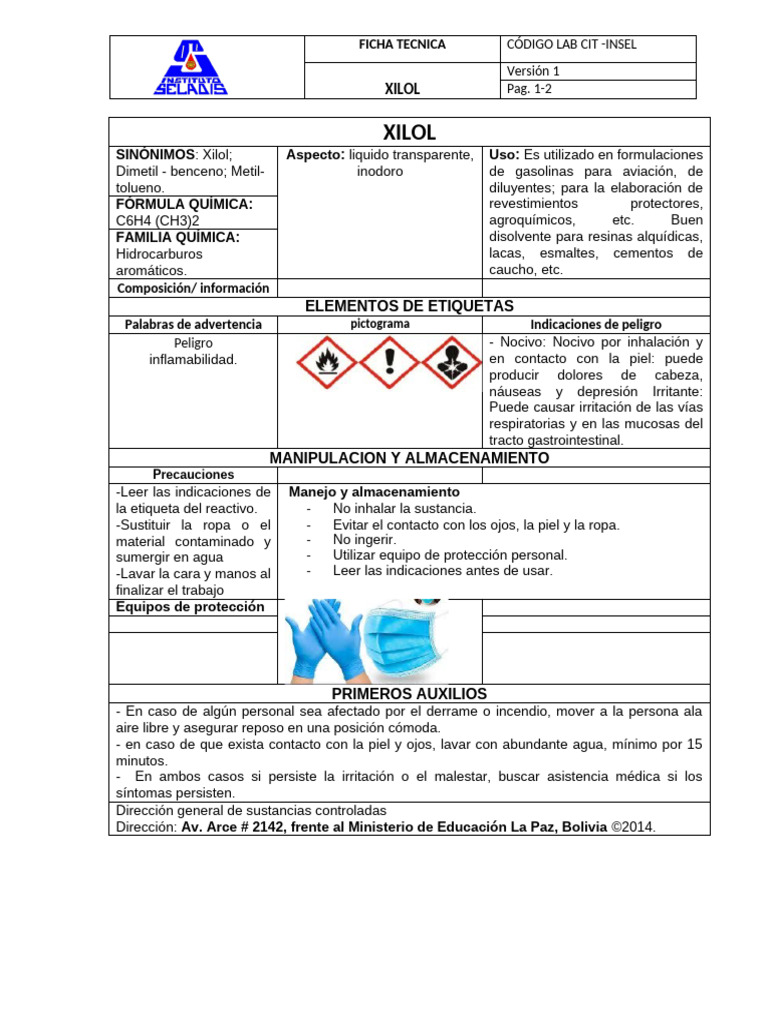 Ficha Tecnica Xilol | PDF | Química