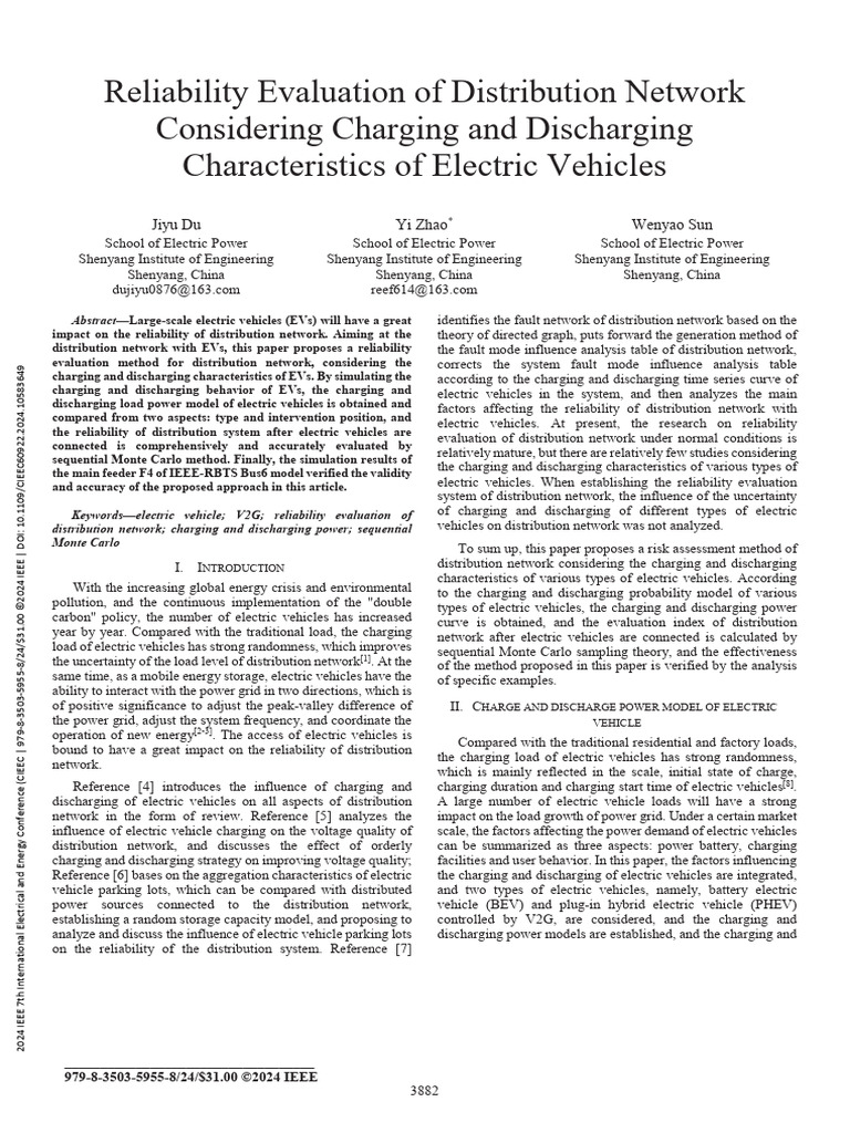 4 Reliability Evaluation Of Distribution Network Considering Charging And Discharging