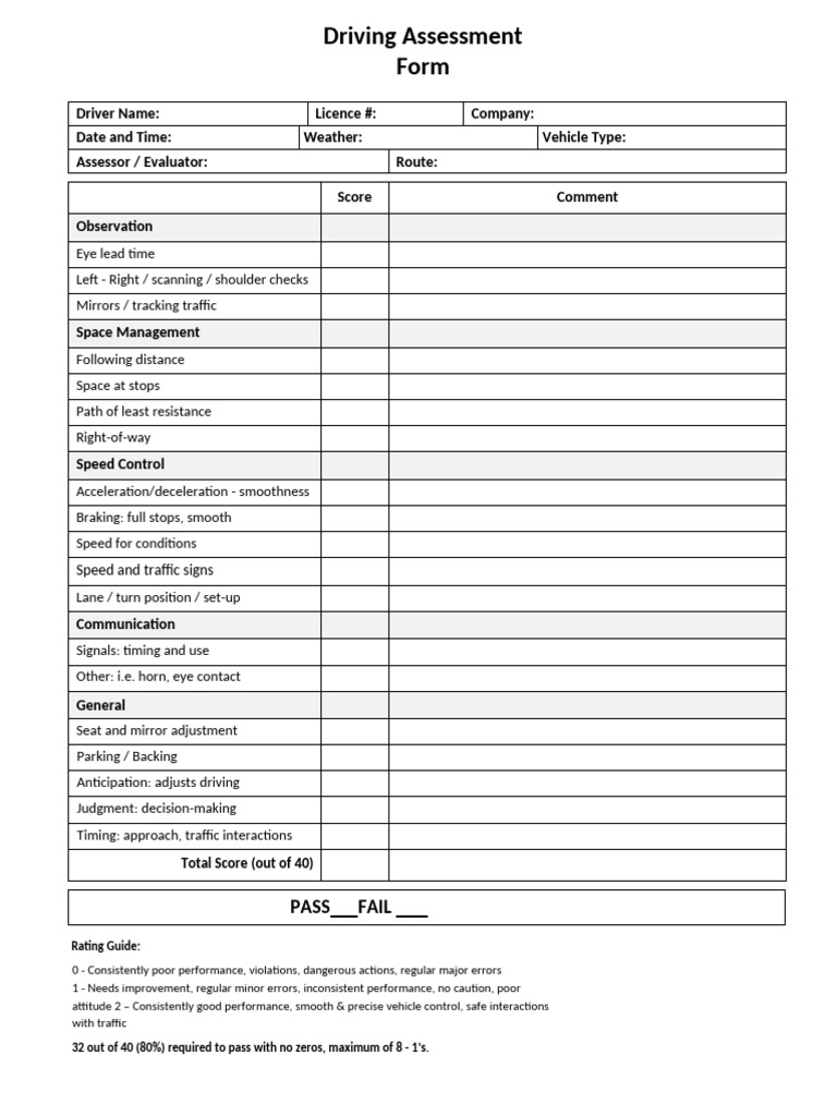 Motorcycle Driving Evaluation Form | PDF