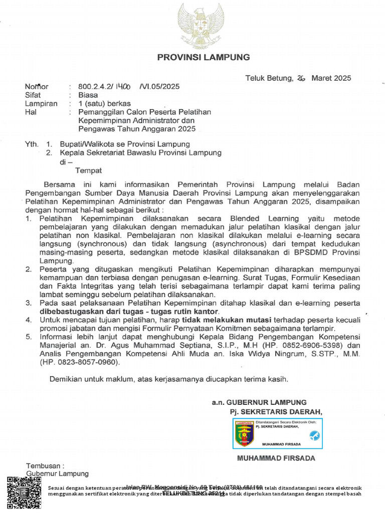 Surat Pemanggilan PKA PKP Tahun 2025 | PDF